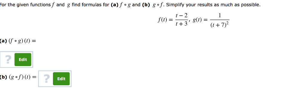Solved For the given functionsf and g find formulas for | Chegg.com