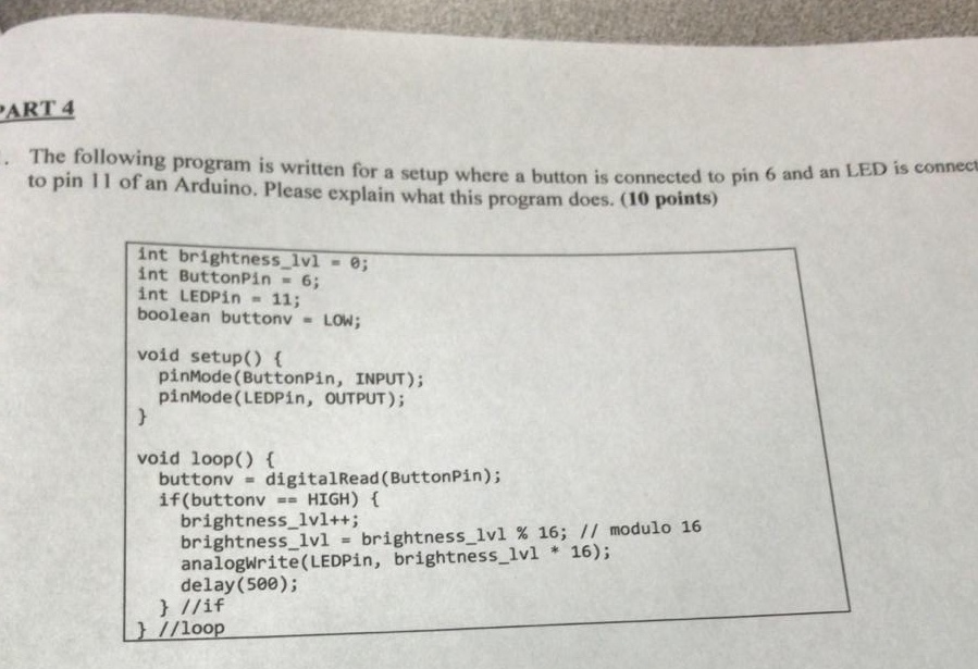 Solved Art 4 The Following Program Is Written For A Setup