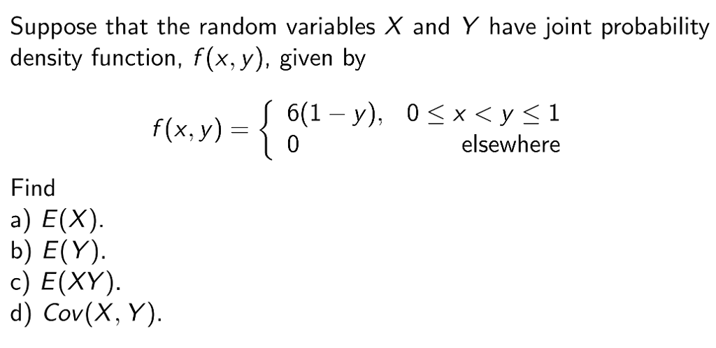 Solved Suppose that the random variables X and Y have joint | Chegg.com