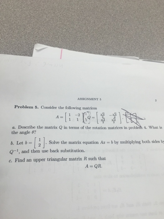 Solved Consider the following matrices Describe the matrix | Chegg.com