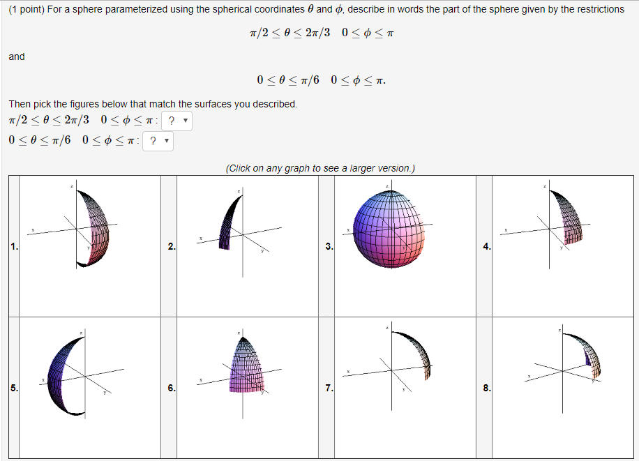 Solved (1 point) For a sphere parameterized using the | Chegg.com
