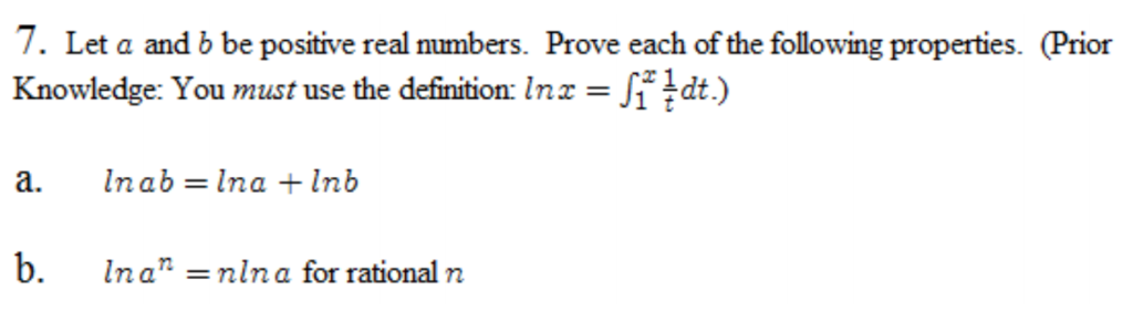 Solved 7. Let a and b be positive real numbers. Prove each | Chegg.com