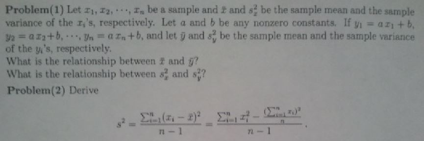 Solved Problem(1) Let x1, x2, ?, xn, be a sample and x and | Chegg.com