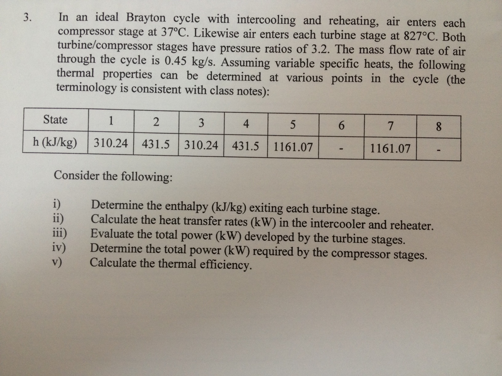 Solved 3 . In an ideal Brayton cycle with intercooling and | Chegg.com