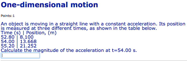 Solved one-dimensional motion Points:1 An object is moving | Chegg.com