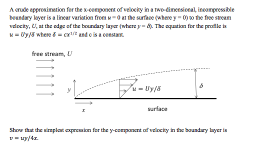 Solved A crude approximation for the x-component of velocity | Chegg.com
