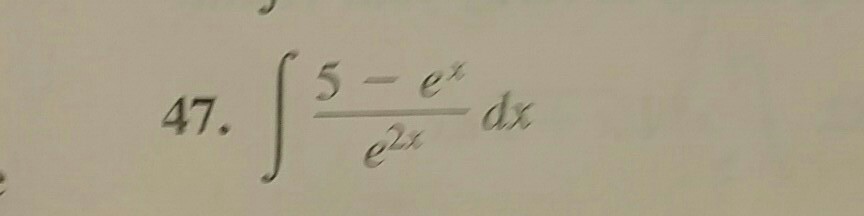 Solved integral 5 - e^x/e^2x dx | Chegg.com