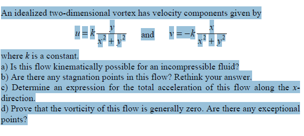 Solved An idealized two-dimensional vortex has velocity | Chegg.com