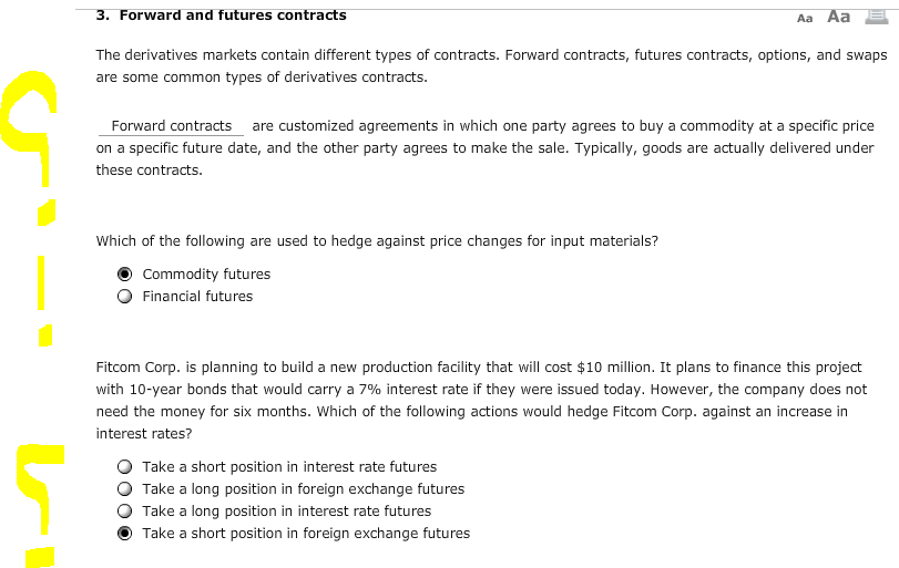 Solved 3. Forward and futures contracts Aa Aa The | Chegg.com