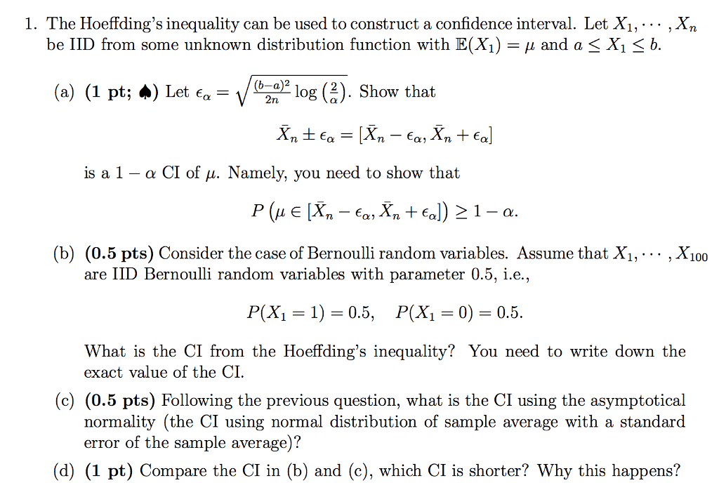 1. The Hoeffding's inequality can be used to | Chegg.com
