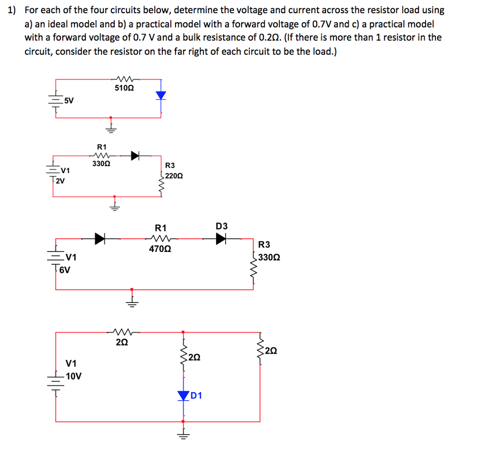 Solved 1) For each of the four circuits below, determine the | Chegg.com