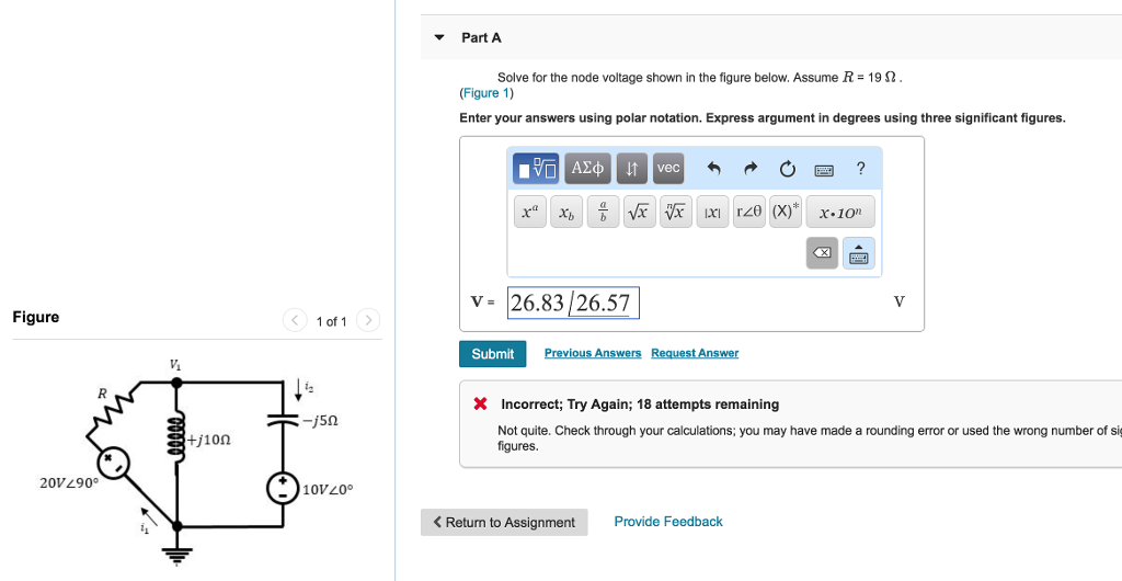Solved Part A Solve for the node voltage shown in the figure | Chegg.com