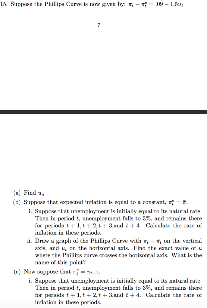 Solved Suppose the Phillips Curve is now given by: pi_t - | Chegg.com