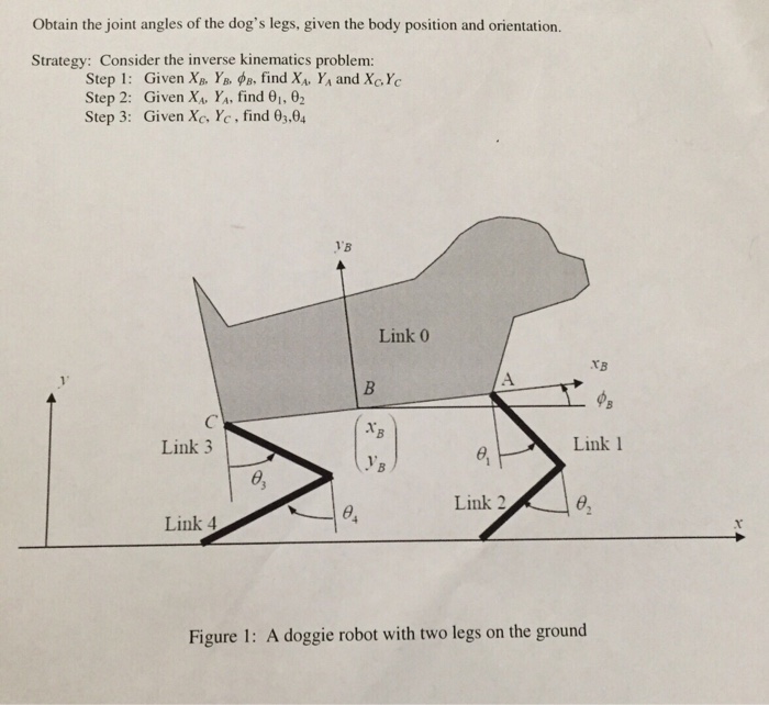 Solved Obtain the joint angles of the dog?s legs, given the | Chegg.com