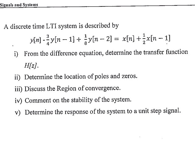 Solved A discrete time LTI system is described by y[n] - 3/4 | Chegg.com