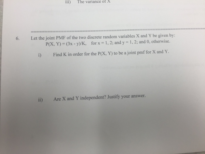 Solved Let the joint PMF of the two discrete random | Chegg.com