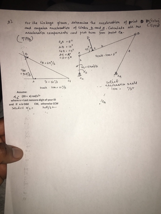 Solved For the linkage given, determine the acceleration of | Chegg.com