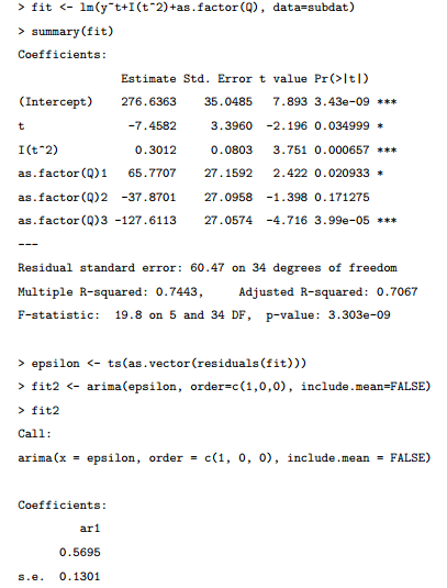 The following model was assumed: yt = beta0 + beta1t | Chegg.com