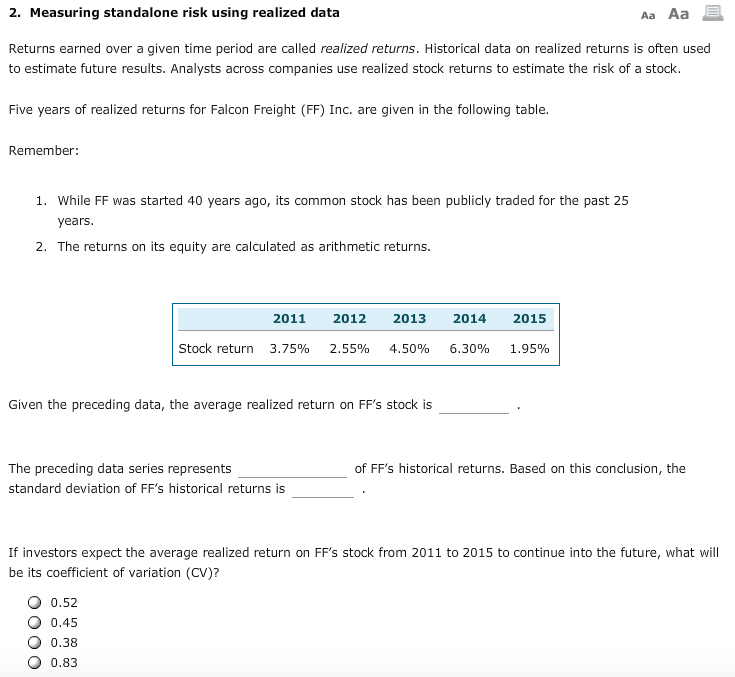 Solved Returns earned over a given time period are called | Chegg.com