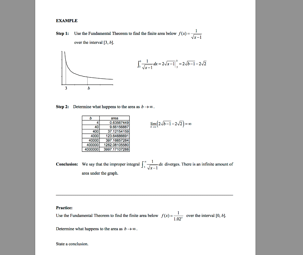 Solved Use the Fundamental Theorem to find the finite area | Chegg.com