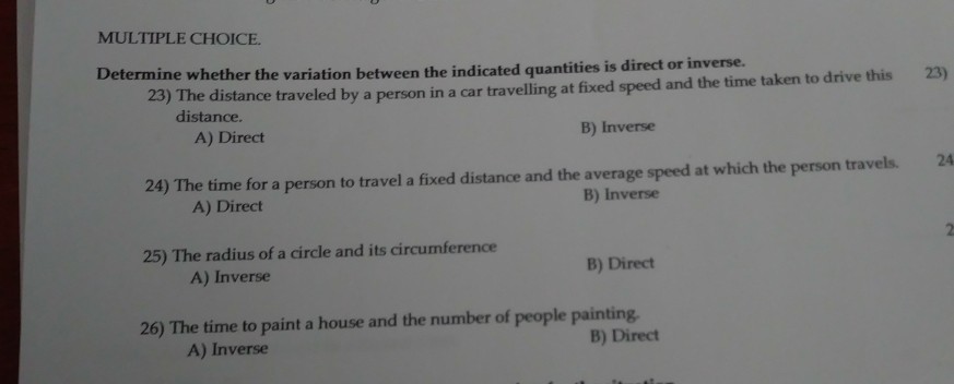Solved MULTIPLE CHOICE Determine whether the variation | Chegg.com