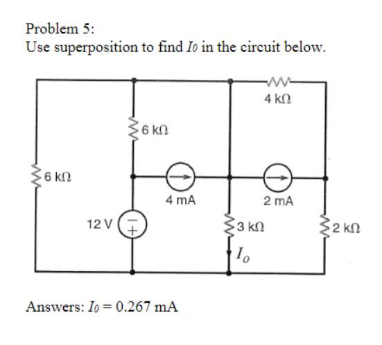 Solved Use superposition to find I_0 in the circuit below. | Chegg.com