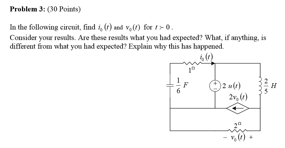 Solved In the following circuit, find i_0 (t) and v_0 (t) | Chegg.com