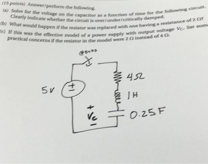 Solved Solve for the voltage on the capacitor as a function | Chegg.com