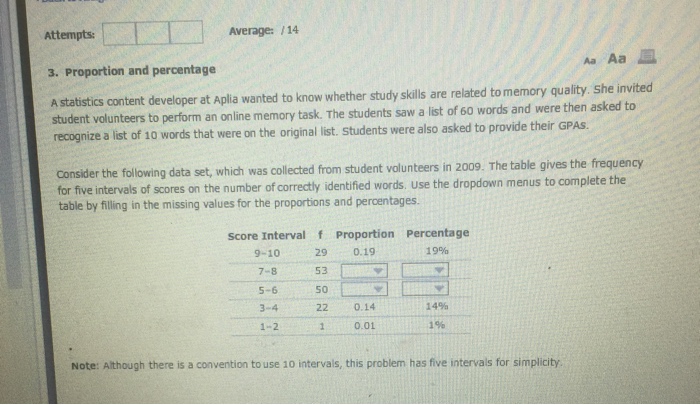 Solved 1. Introduction to frequency distributions Aa Aa且 You | Chegg.com