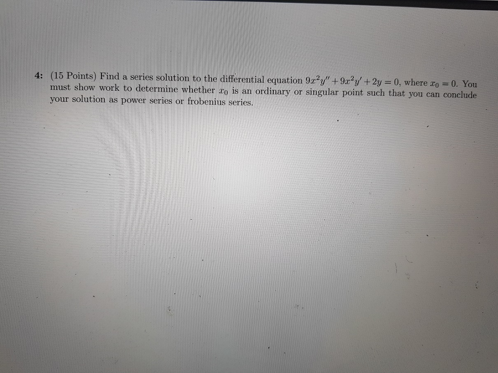 Solved Find a series solution to the differential equation | Chegg.com