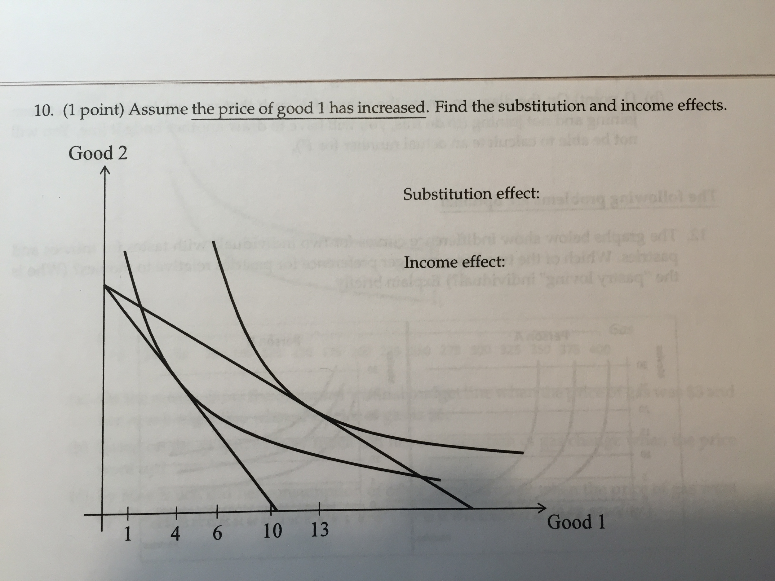 Solved Assume the price of good 1 has increased. Find the | Chegg.com