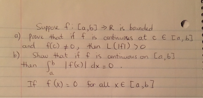 Solved Suppose f:[a, b] arrow R is bounded a) Prove that if | Chegg.com