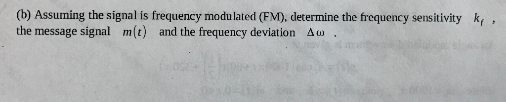 Solved Assuming the signal is frequency modulated (FM), | Chegg.com