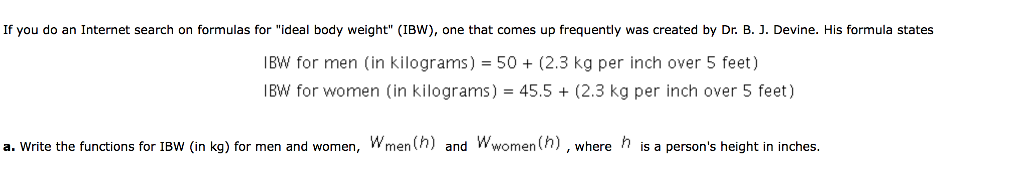 Solved If you do an Internet search on formulas for "ideal | Chegg.com