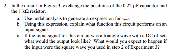 Solved Using nodal analysis, derive an expression for vout | Chegg.com