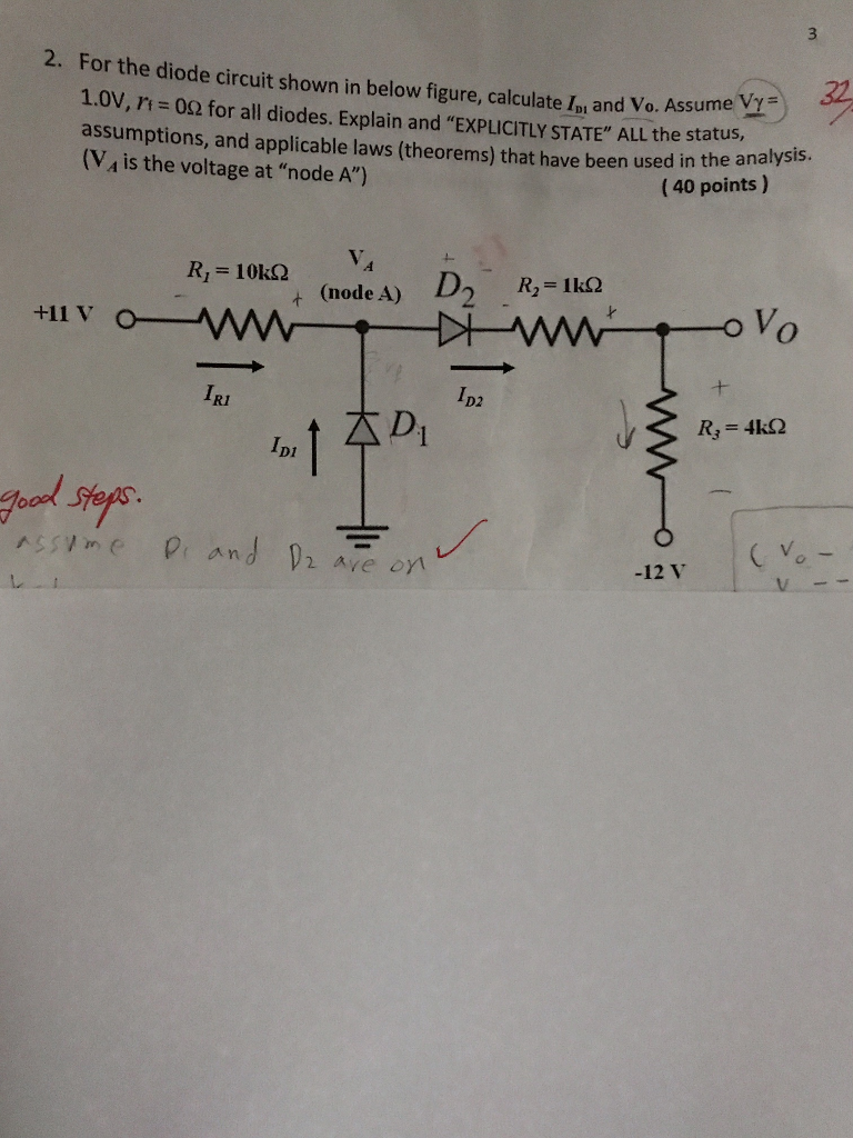 Solved for the diode cicrut shown in below figure calculate | Chegg.com