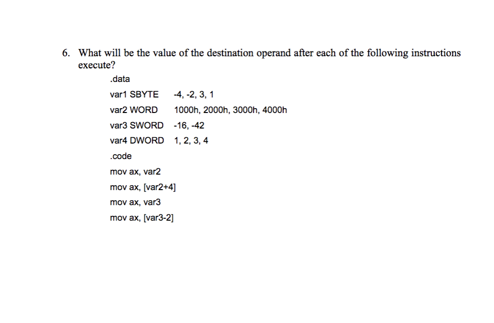 1. A.What will be the value of EAX and sign flag | Chegg.com