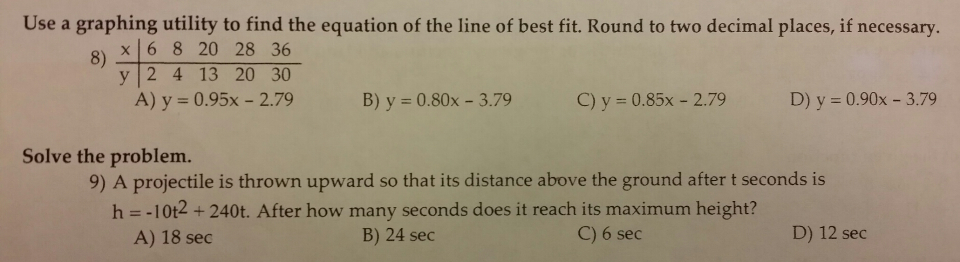 Solved Use a graphing utility to find the equation of the | Chegg.com
