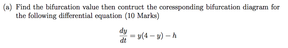 Solved Find the bifurcation value then contruct the | Chegg.com