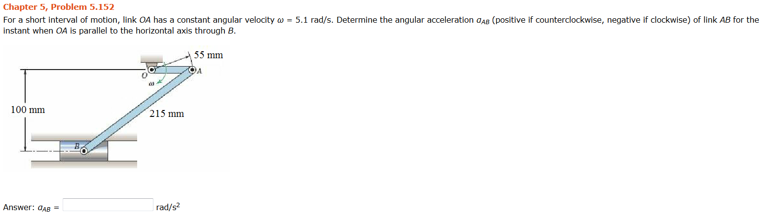 Solved For a short interval of motion, link OA has a | Chegg.com