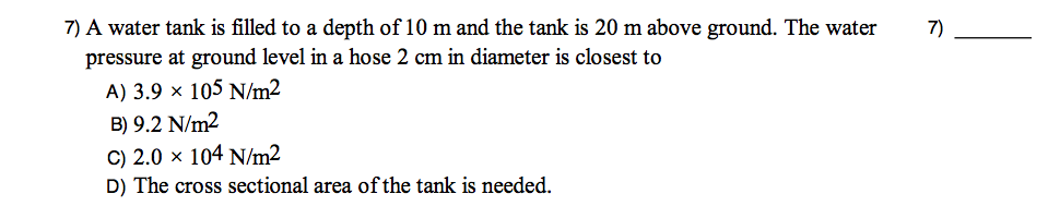 Solved A water tank is filled to a depth of 10 m and the | Chegg.com