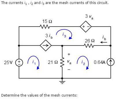 Solved The currents i_1, i_2 and i_3 are the mesh currents | Chegg.com