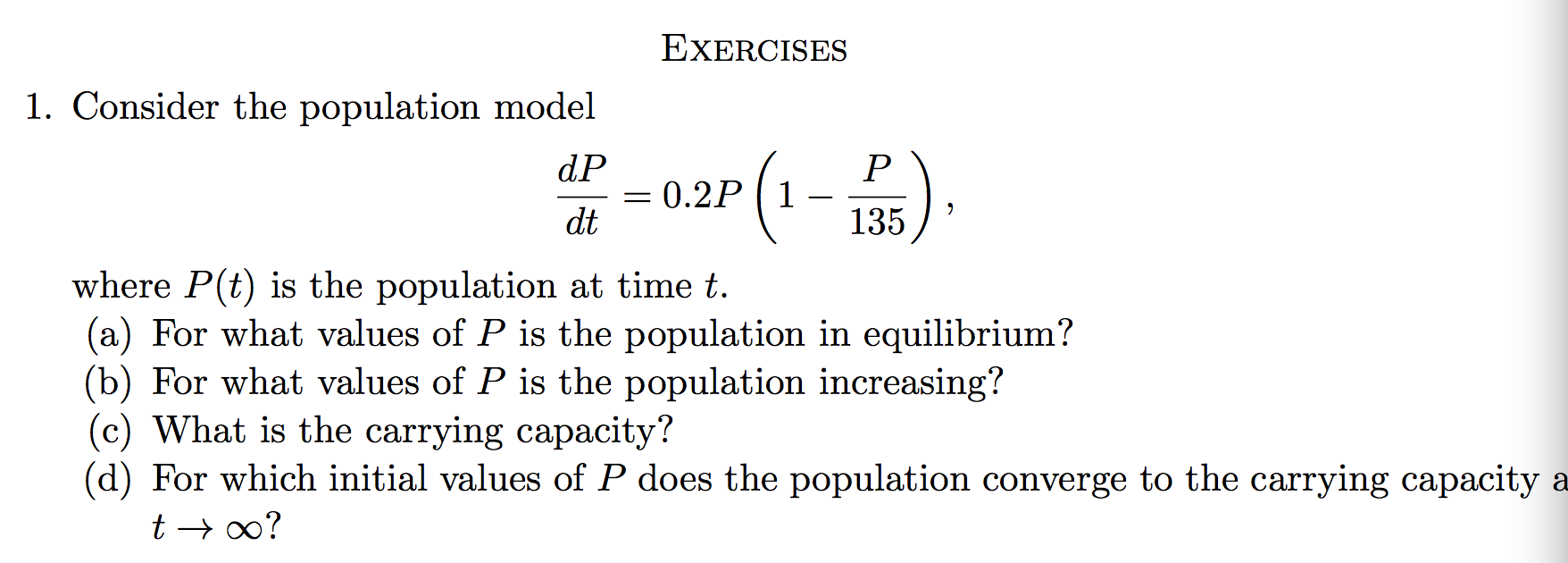 Solved: 1. Consider The Population Model DP/dt = 0.2P(1-p/... | Chegg.com