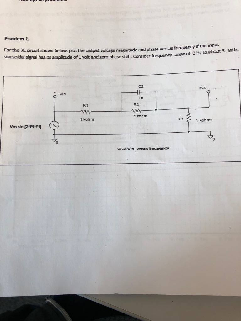 Solved Problem 1. For the RC circuit shown below, plot the | Chegg.com