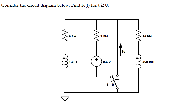 Solved Consider the circuit diagram below. Find Ix(t) for t | Chegg.com