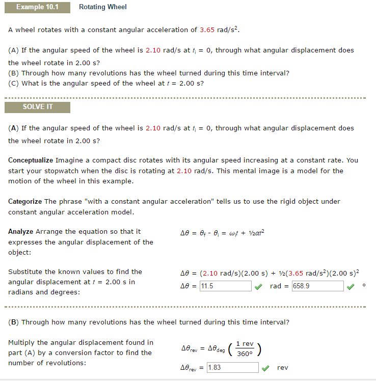 Solved Example 10 1 Rotating Wheel A Wheel Rotates With A