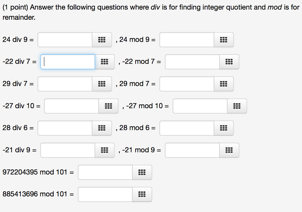 Solved (1 point) Answer the following questions where div is | Chegg.com