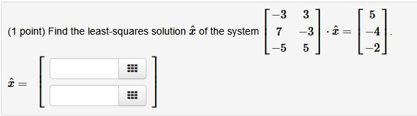 Solved -3 3 (1 point) Find the least-squares solution of the | Chegg.com