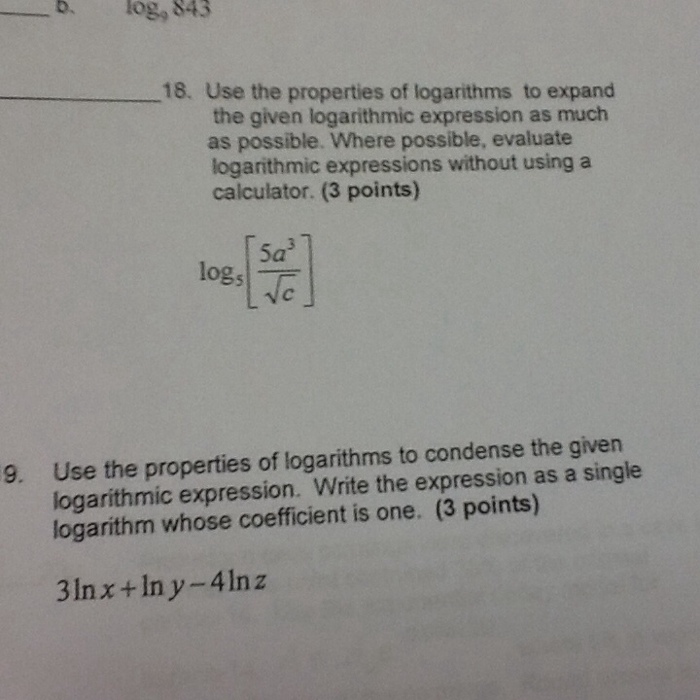 Solved 18. Use the properties of logarithms to expand the | Chegg.com