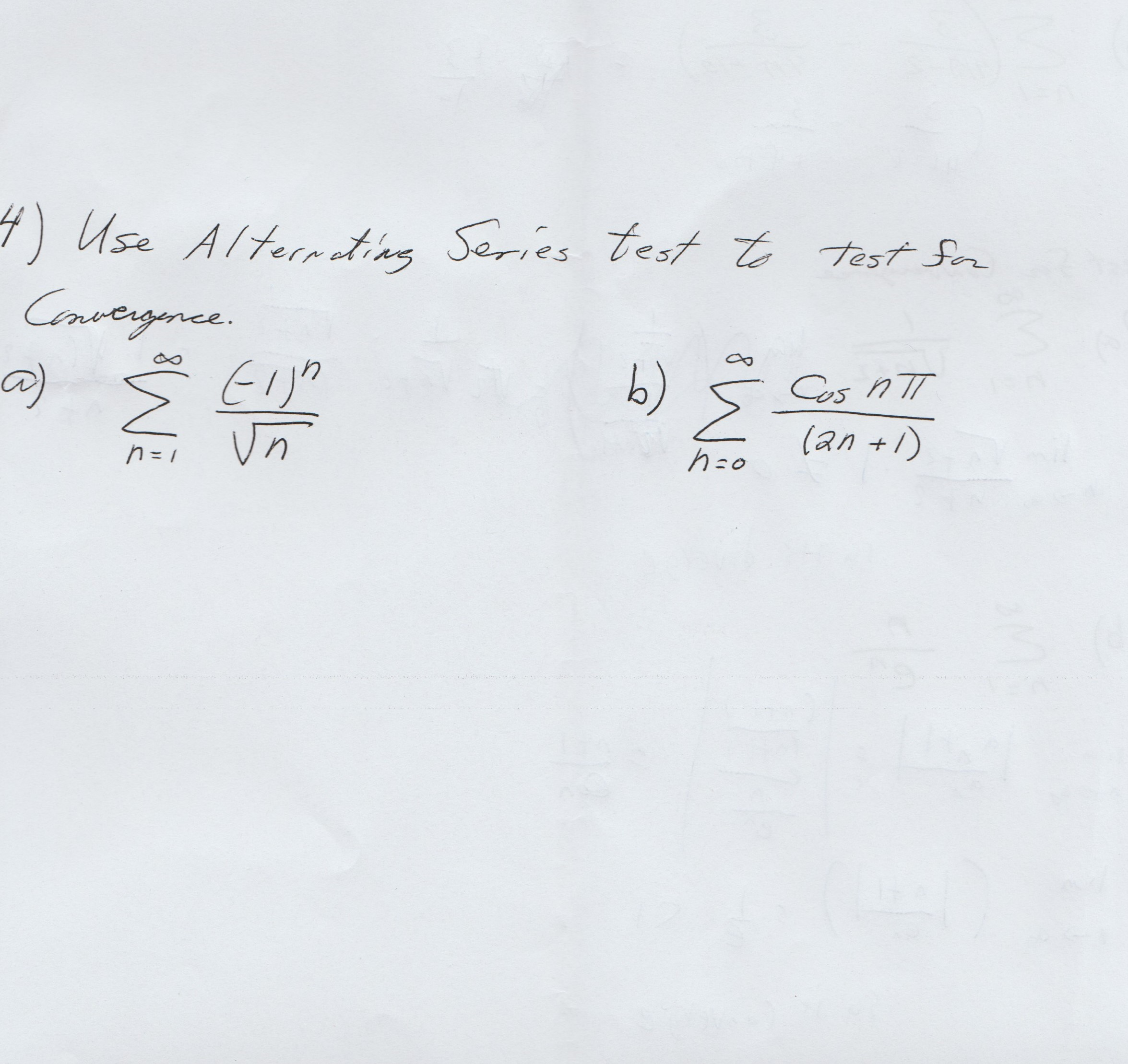 Solved Use Alternating Series test to test for | Chegg.com